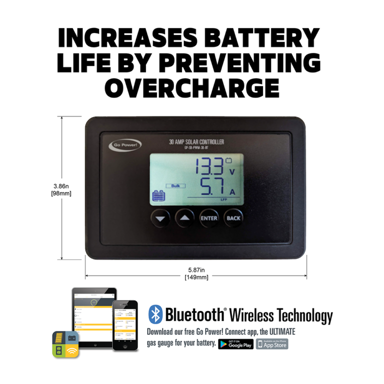 30 Amp Single Bank Bluetooth®-Enabled Solar Controller | Go Power!
